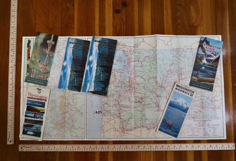 Washington State Maps Vintage Altas 50s 60s 70s Oil Gas USA Road ...