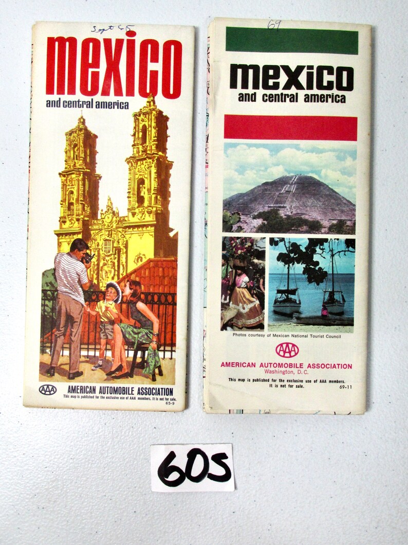 Mexico Road Maps Central America Oil Gas Touring Vintage Road 1950s 60s ...