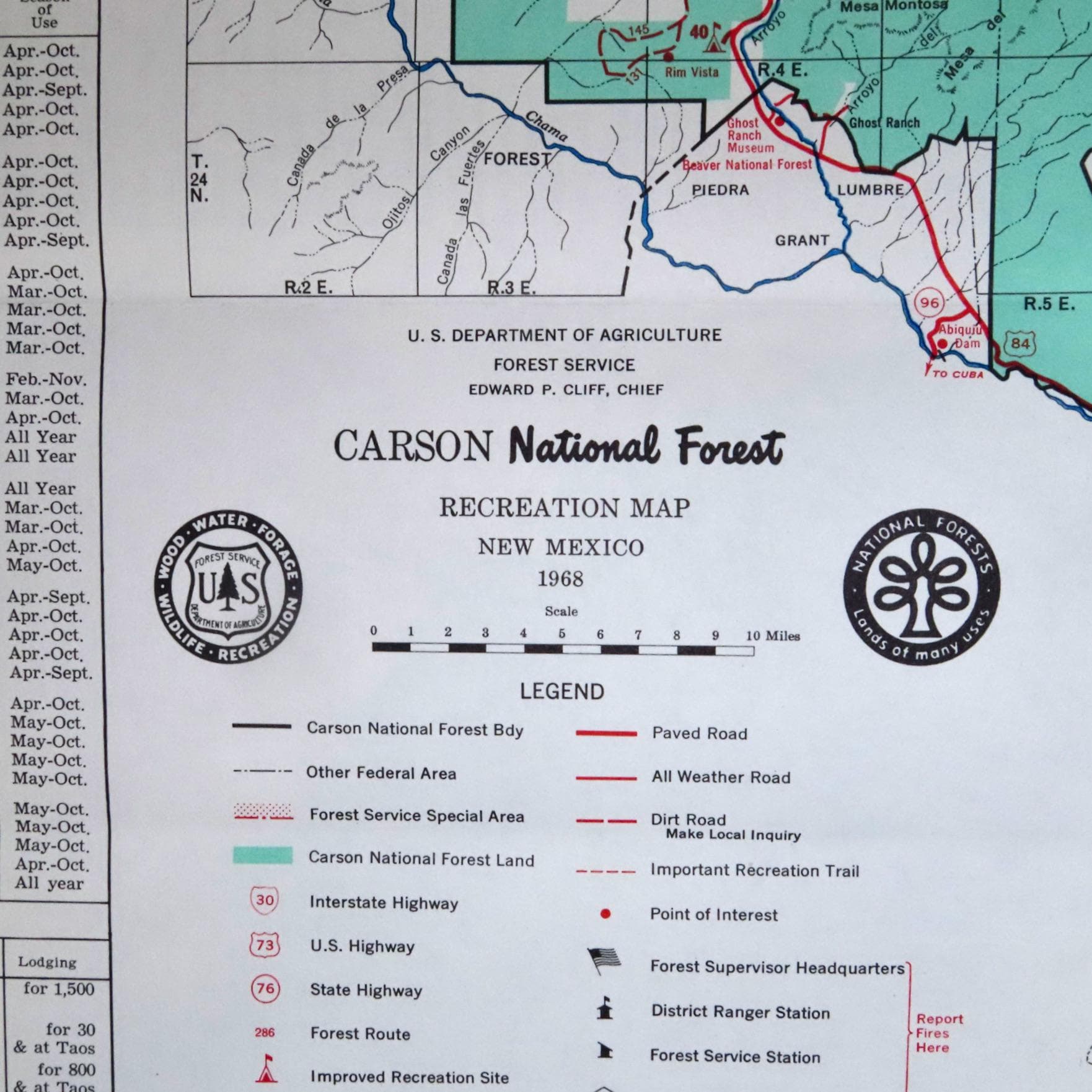 New Mexico Carson National Forest Map State Vintage Map 60s Car Park ...