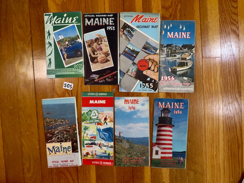 Maine Official Maps State Highway Vintage Altas 50s 60s 70s - Etsy