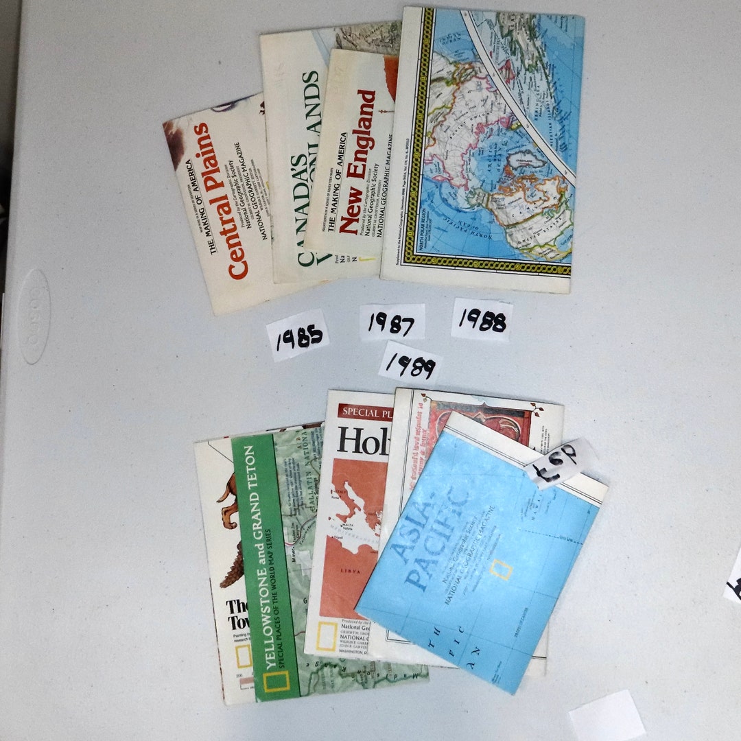 1985-1989 NGS Magazine Maps Anmd Inserts Vintage National Geographic ...