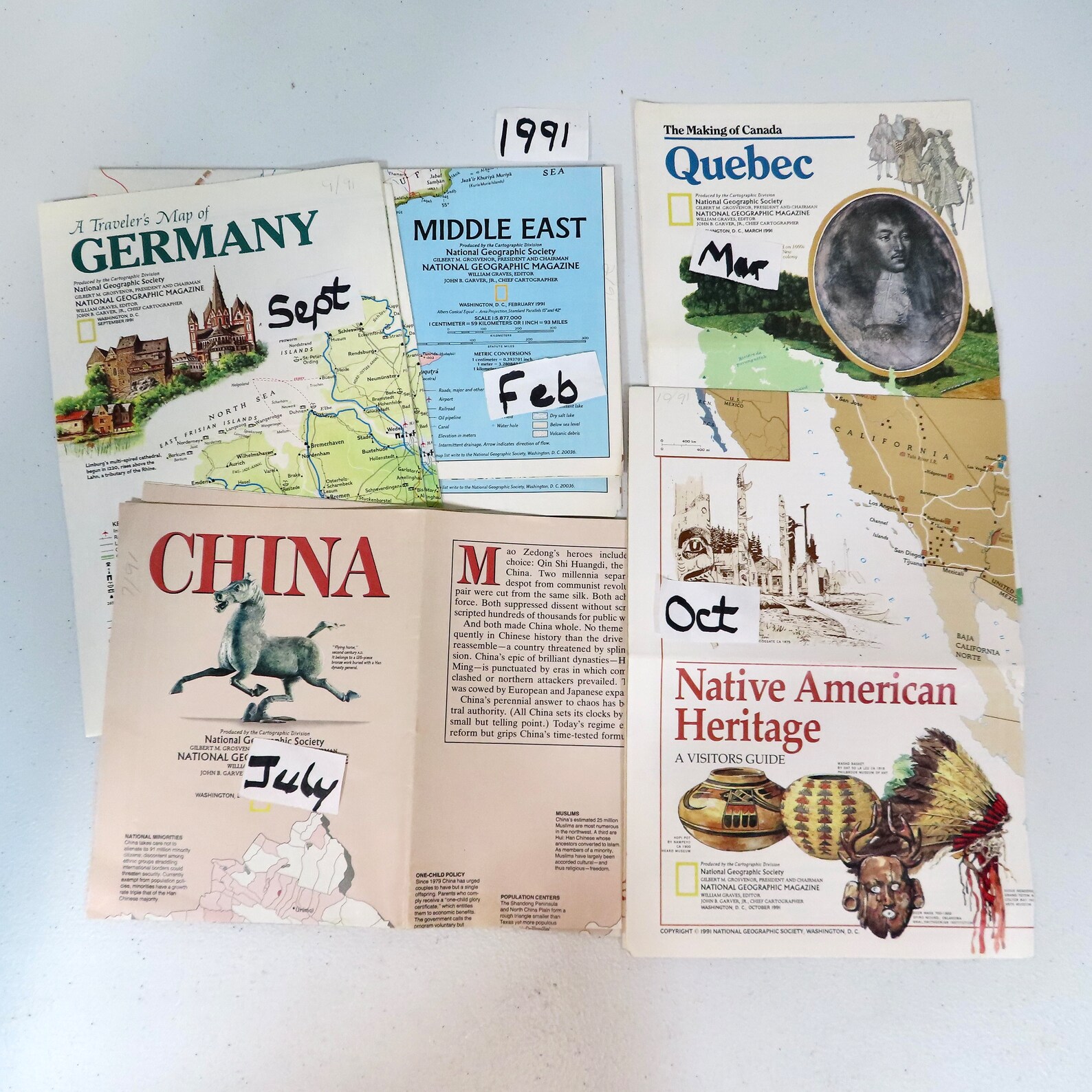 1990-1994 NGS Magazine Maps Anmd Inserts Vintage National Geographic ...