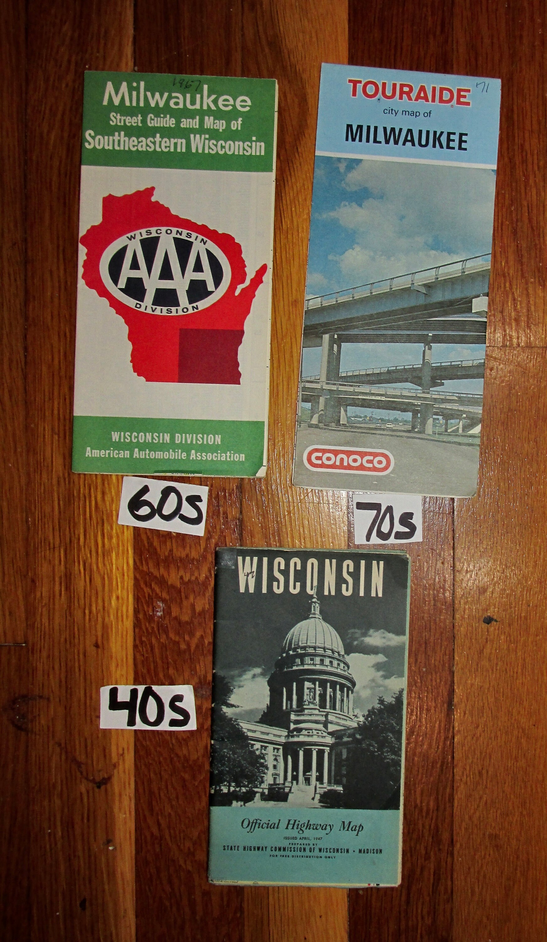 Wisconsin State Maps Vintage Altas USA Gas Oil Route Folded Road 1940s ...