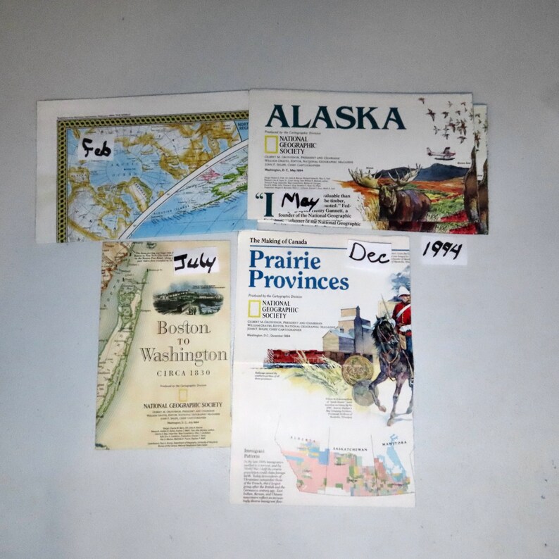 1990-1994 NGS Magazine Maps Anmd Inserts Vintage National Geographic ...