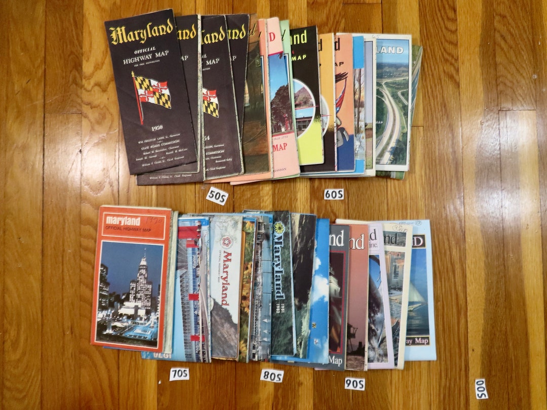 Maryland Highway Maps Vintage Altas 50s 60s 70s 80s Folded Oil Gas Car ...
