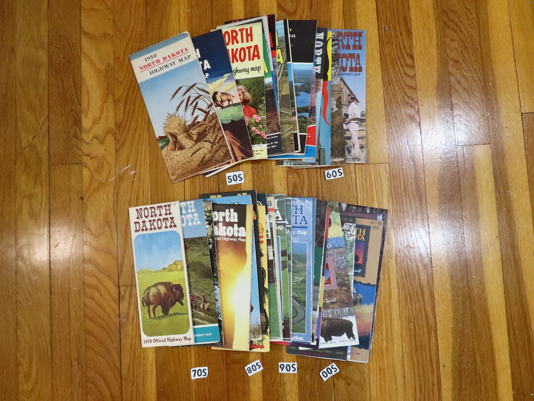 North Dakota Highway Maps Vintage Altas 40s 50s 60s 70s - Etsy