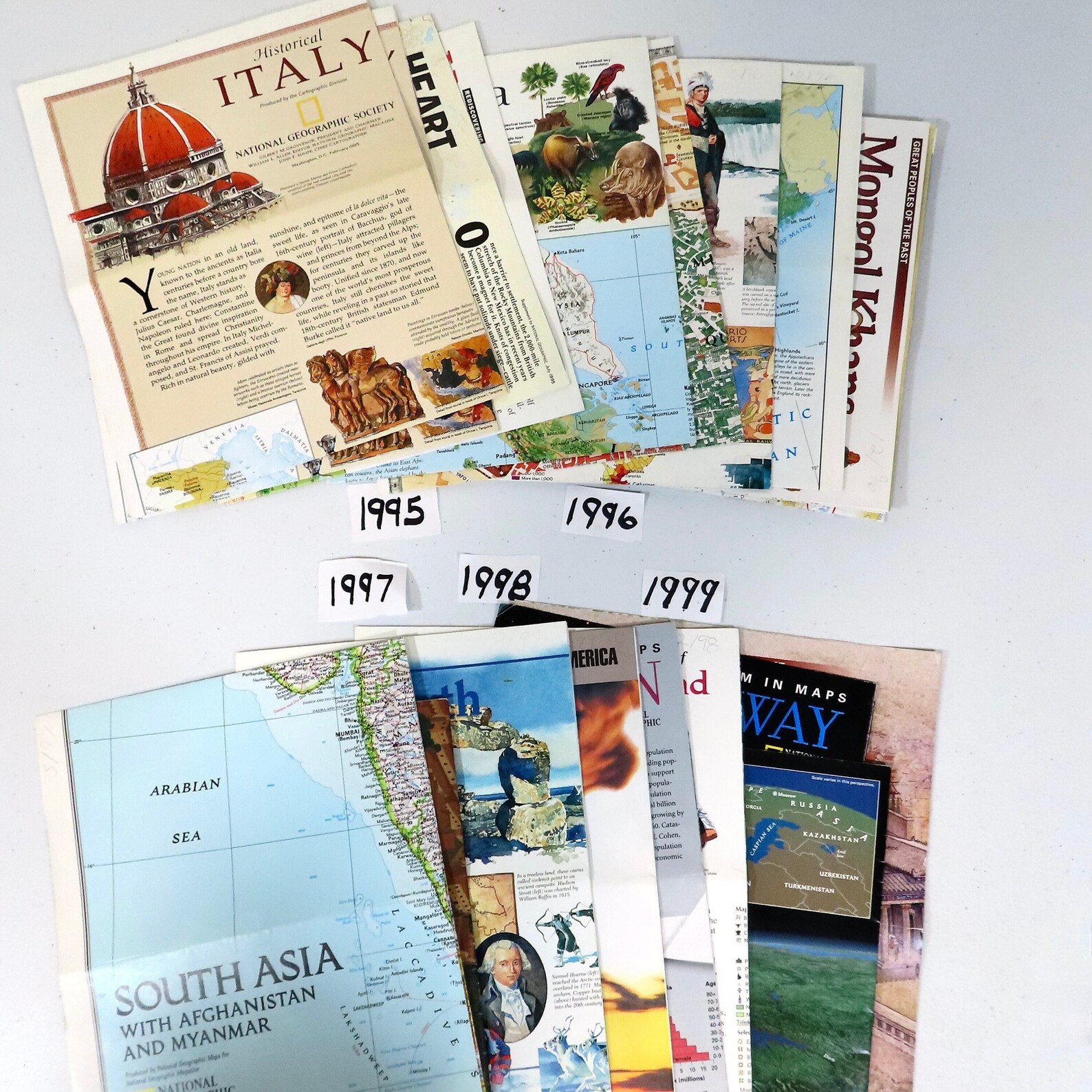 1995-1999 NGS Magazine Maps Anmd Inserts Vintage National Geographic ...
