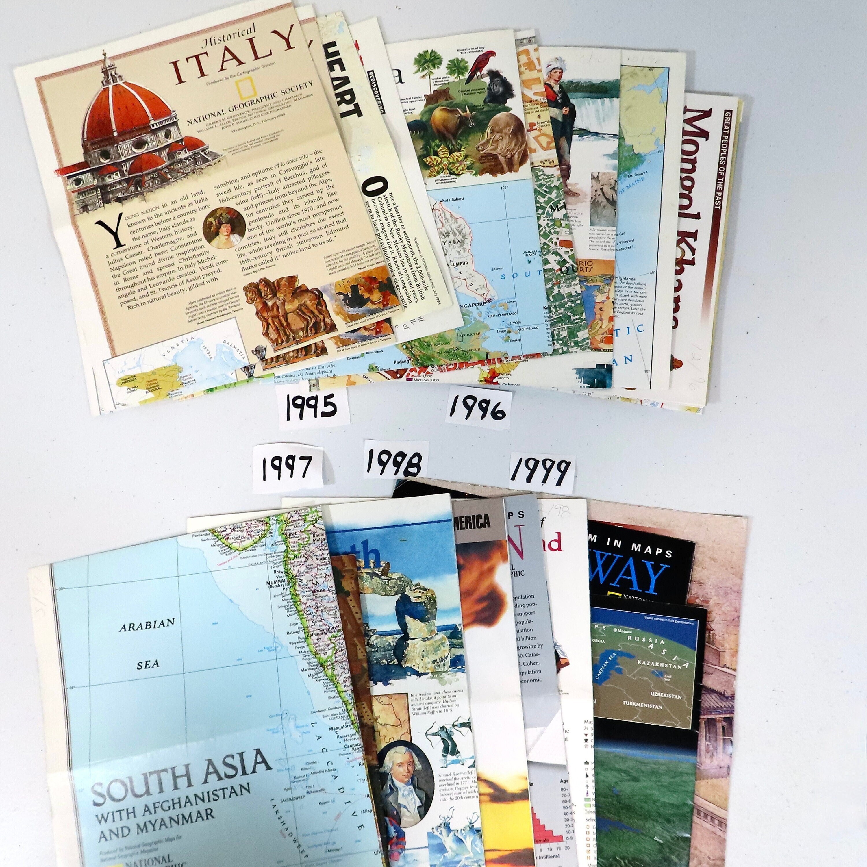 1995-1999 NGS Magazine Maps and Inserts Vintage National Geographic ...