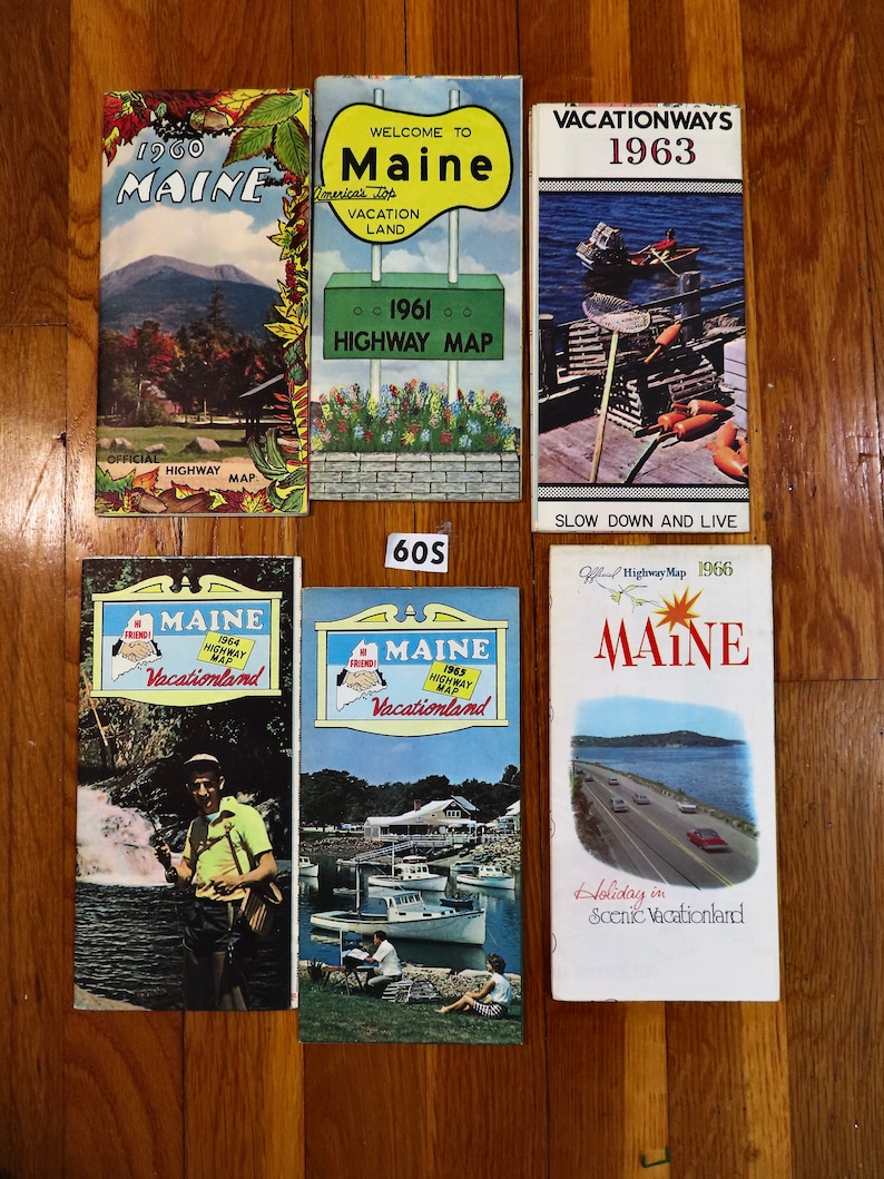 Maine Official Maps State Highway Vintage Altas 50s 60s 70s - Etsy