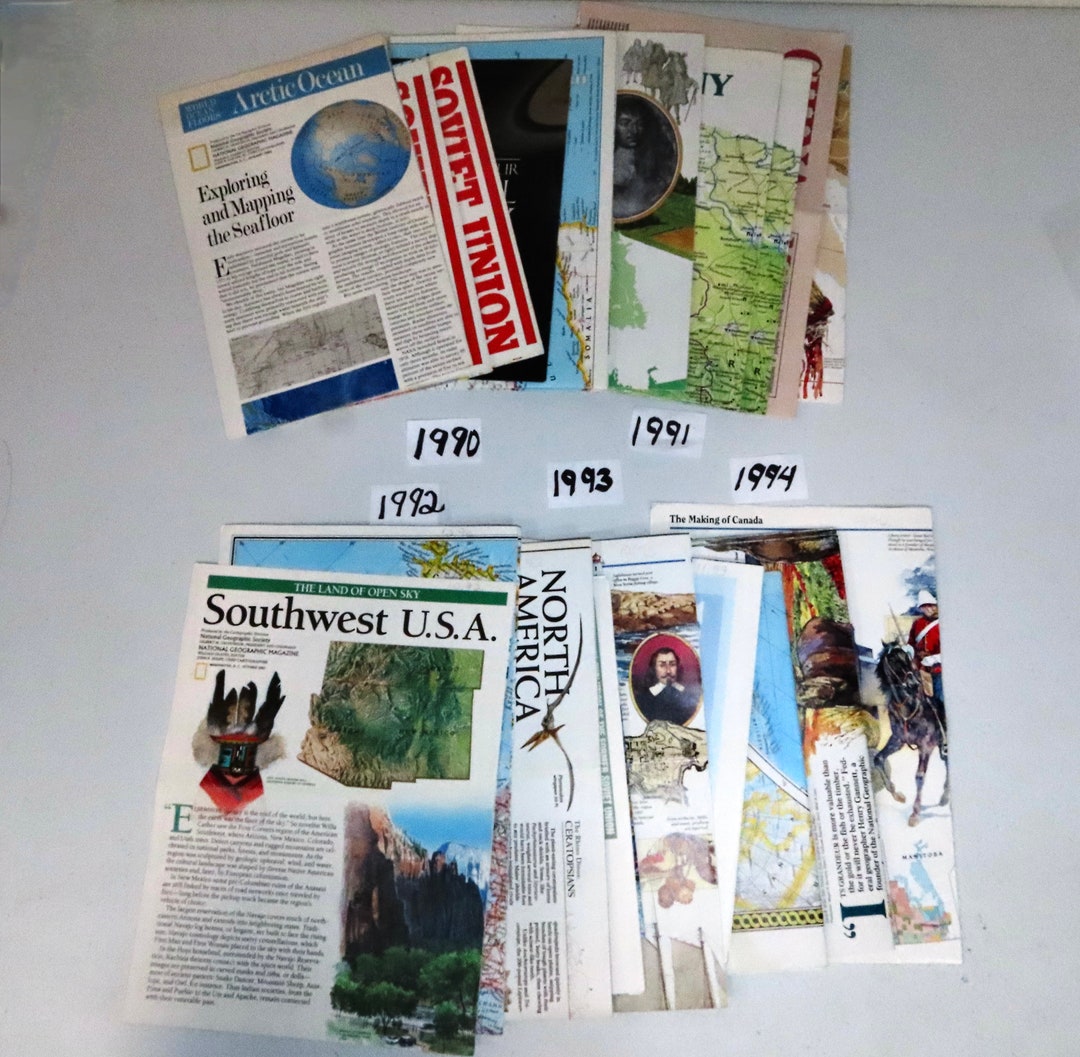 1990-1994 NGS Magazine Maps Anmd Inserts Vintage National Geographic ...