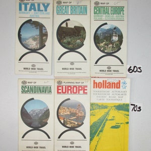 Europe Road Maps Oil Touring Vintage Road Spain France Italy Great ...
