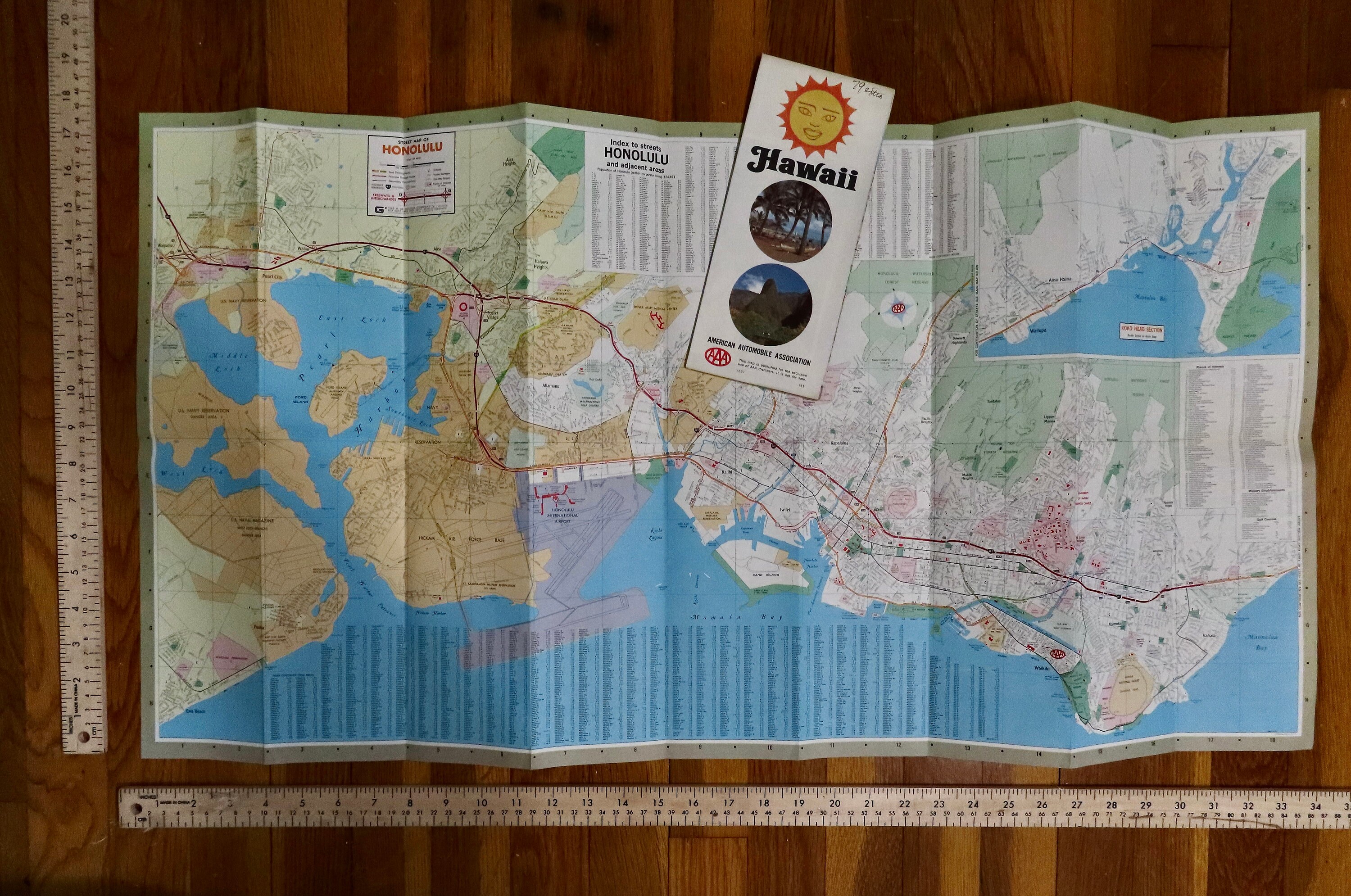 Hawaii State Highway Maps Vintage 80s 90s Car Folded Gas Oil Road Map ...