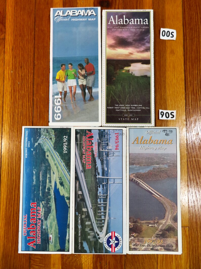 Alabama Highway Maps Vintage Altas Car Oil Gas 50s 60s 70s 80s 90s Road ...