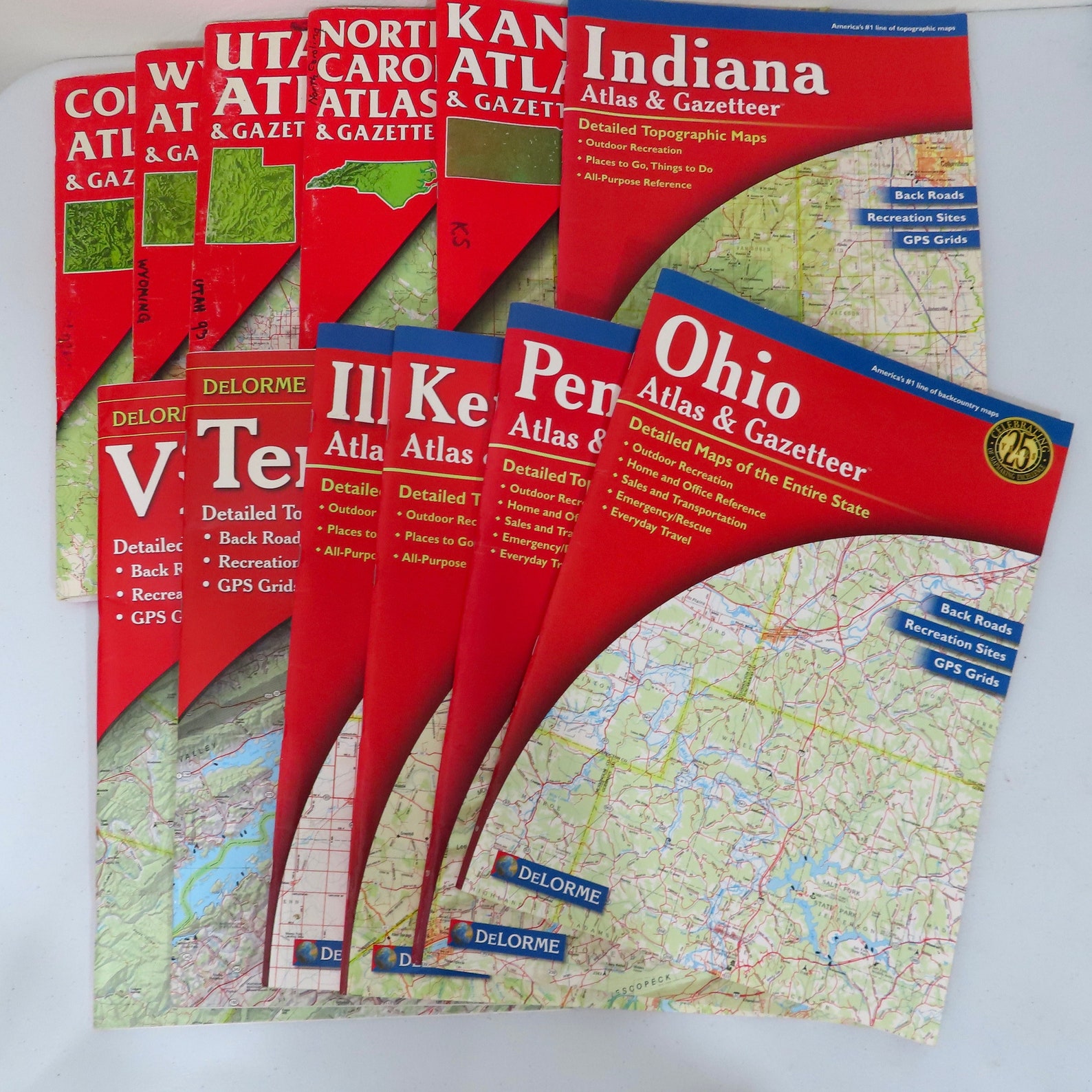 Vintage Atlas & Gazetteer Delorme Mapping Topo Maps Book Ohio Kansas ...