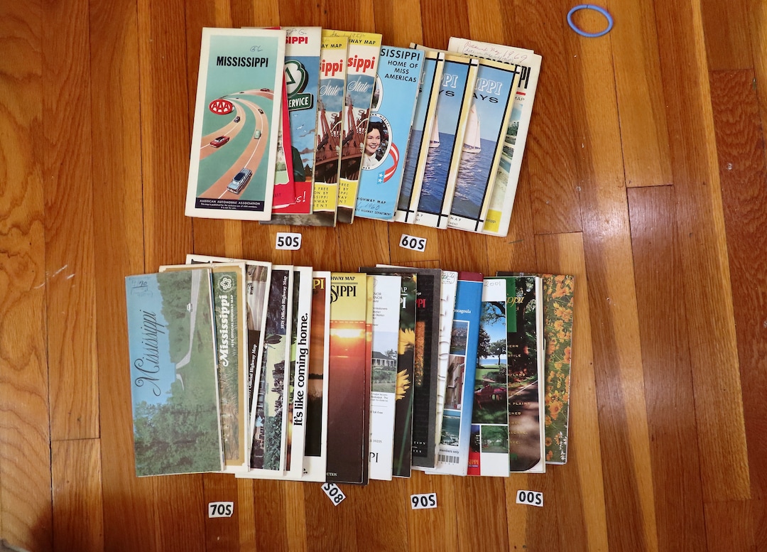 Mississippi Maps Vintage Atlas 50s 60s 70s Folded Car Gas Oil Road Map ...