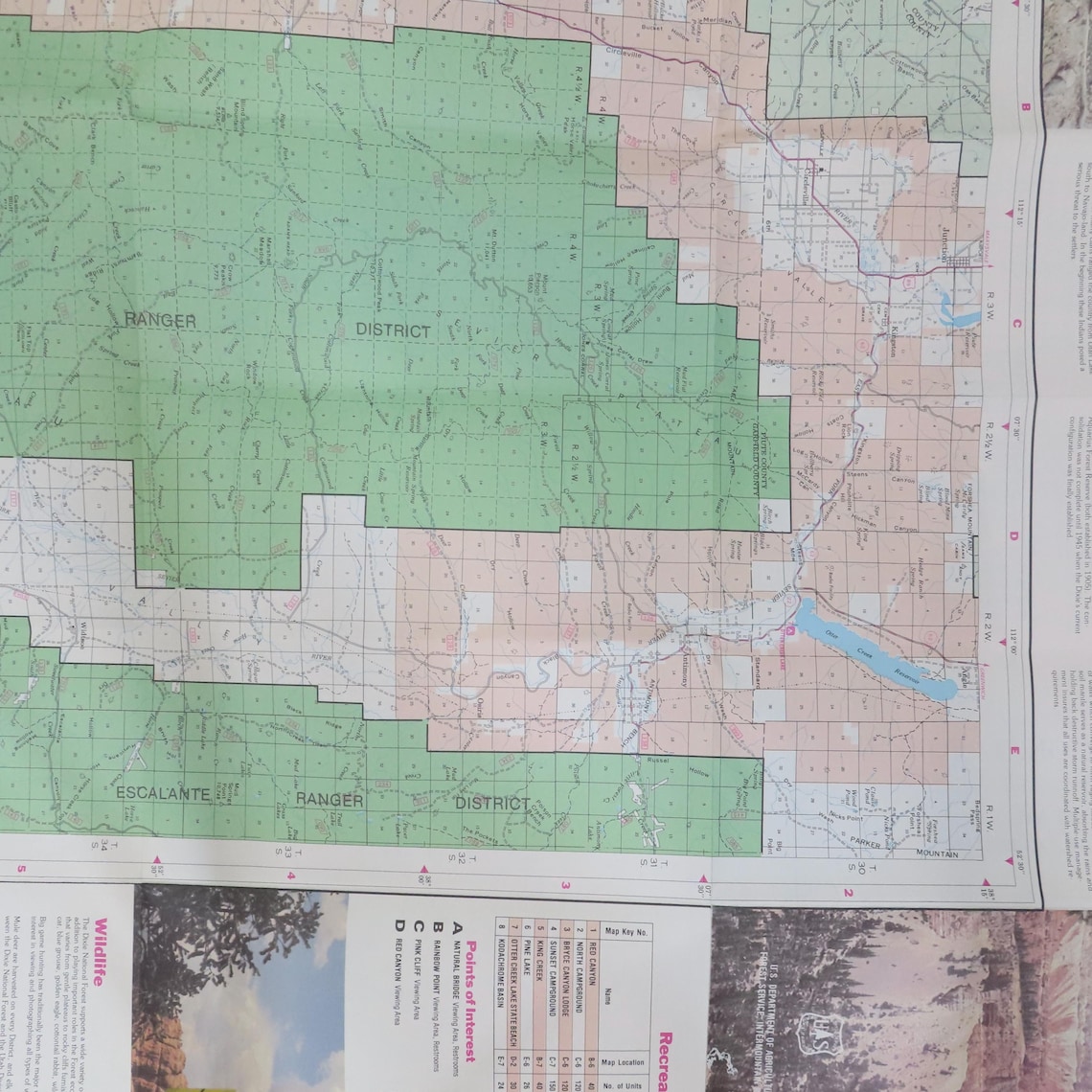 Utah Dixie National Forest Map State Vintage Map 40s 60s 50s Car Park ...