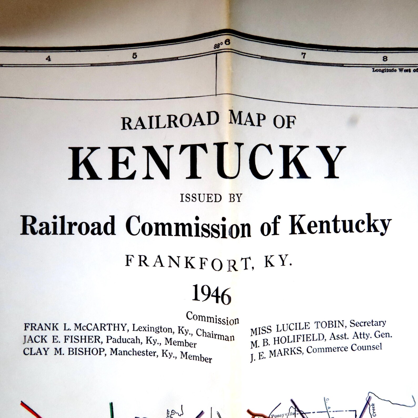 Railroad Map of Kentucky 1946 Vintage 40s 50s Railway Line Collectibles ...
