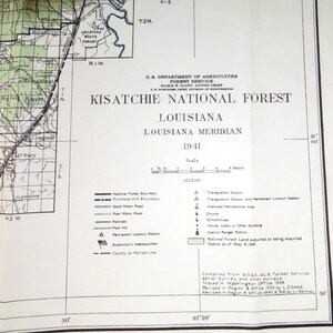Louisiana Kistatchie National Forest Map State Vintage Map 1941 1968 ...