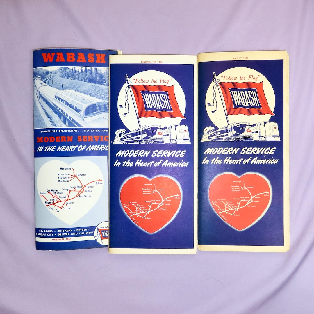 Vintage Wabash Railroad Time Table 1950s Railroad Line Collectibles Trains St Louis Chicago ...
