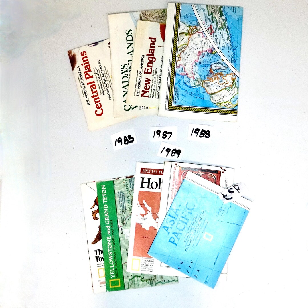 1985-1989 NGS Magazine Maps Anmd Inserts Vintage National Geographic ...
