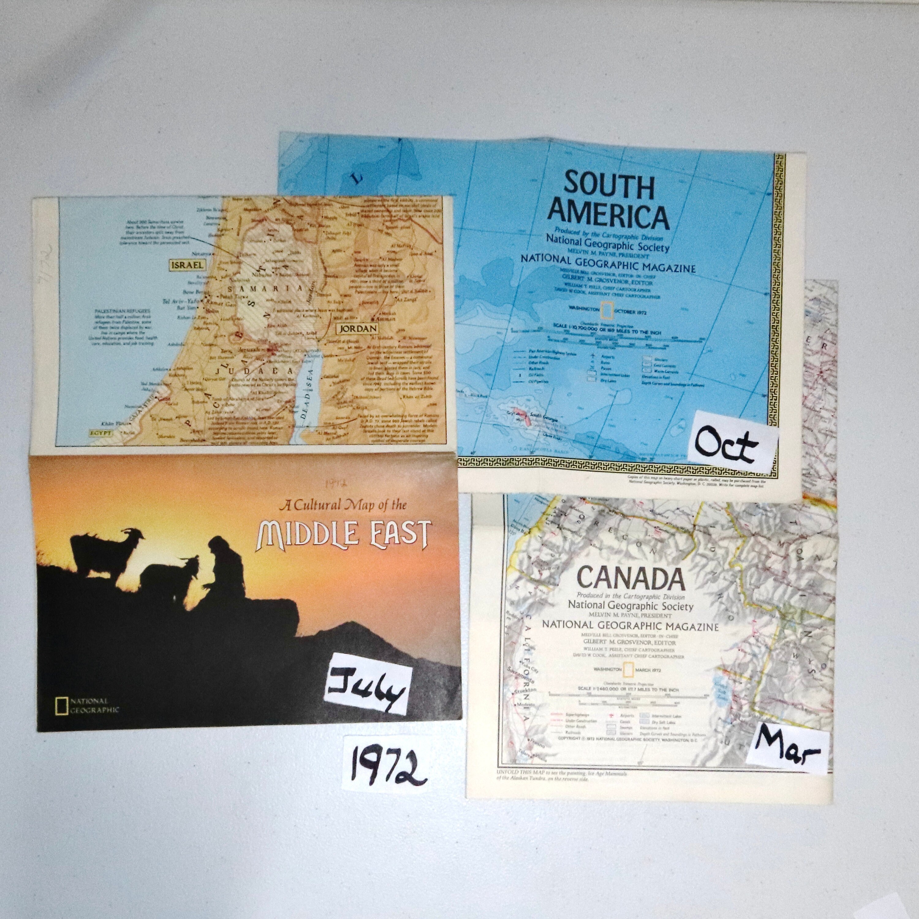 1970-1974 NGS Magazine Maps and Inserts Vintage National Geographic ...