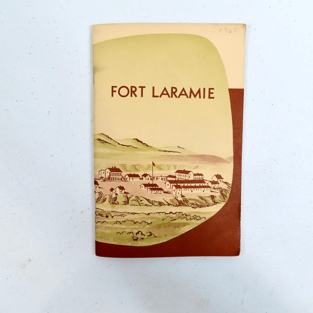 Wyoming Fort Laramie National Monument State Vintage Map 50s 40s Car ...