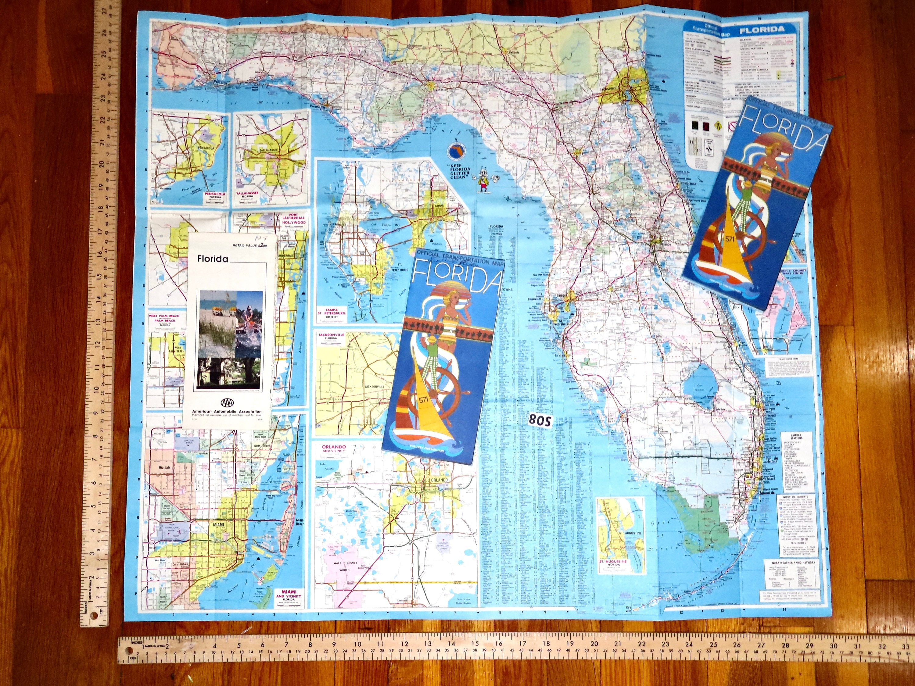 Florida State Highway Maps Vintage Miami Tampa 50s 60s 70s 80s 90s Car ...
