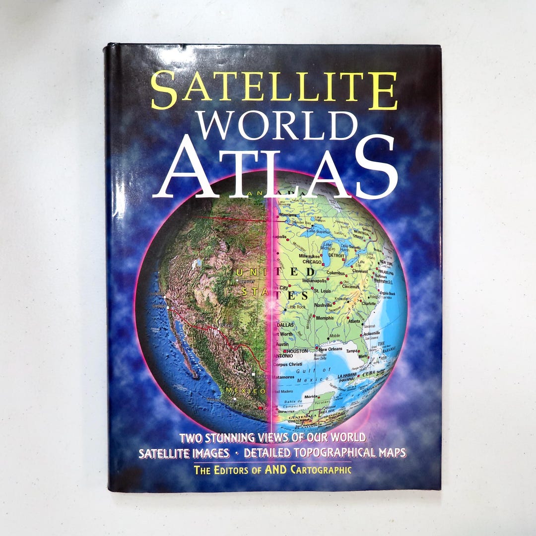 Satellite World Atlas Vintage Reference Book 2000 Topographical Map ...