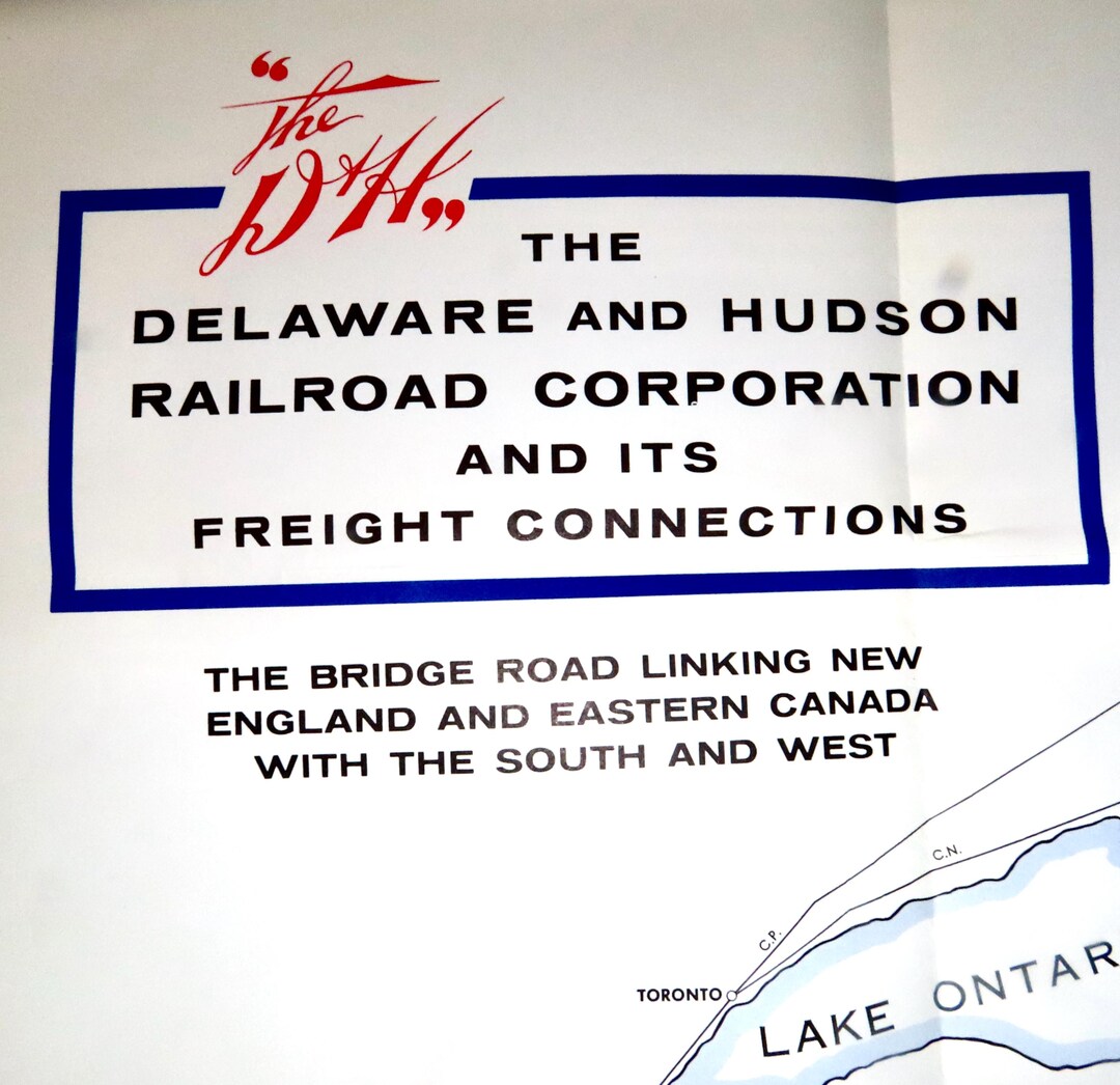 D & H Delaware and Hudson Railroad Map Vintage 50s Collectibles Train ...