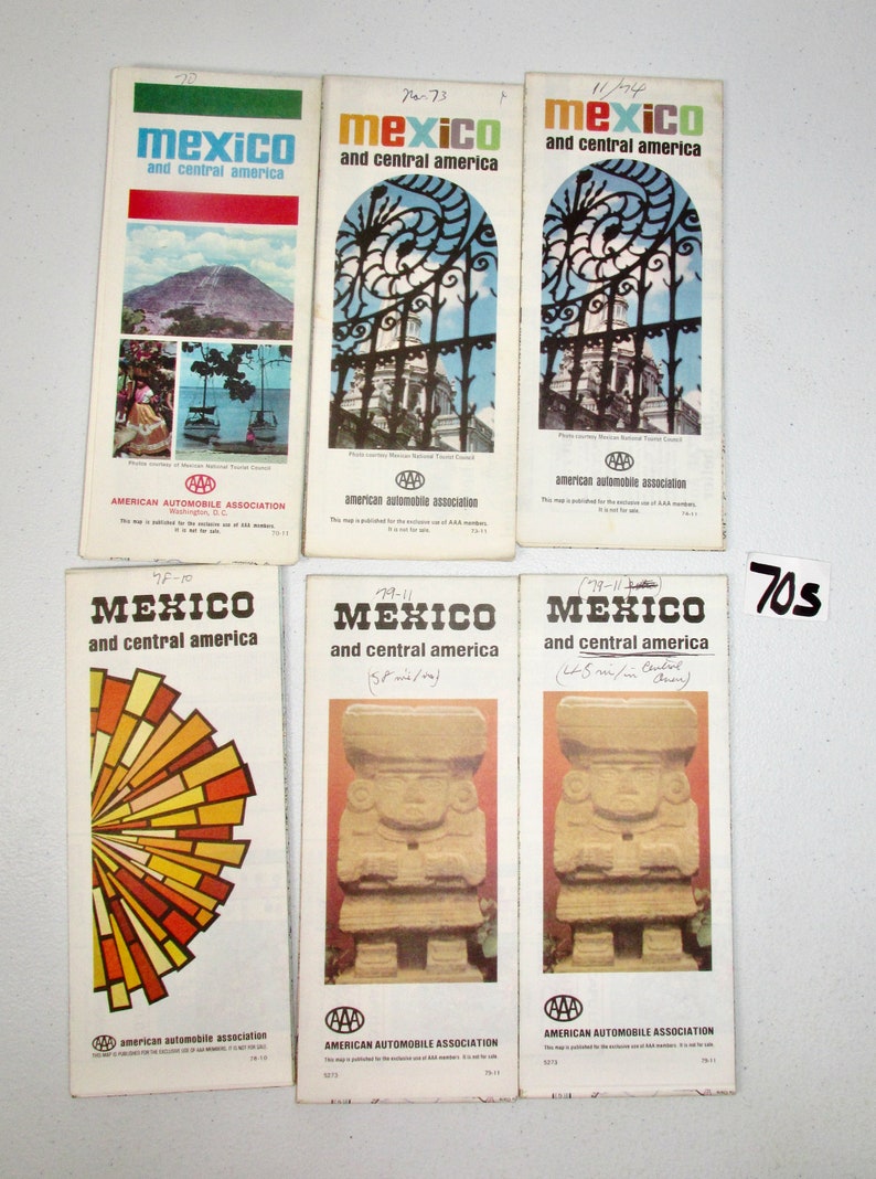 Mexico Road Maps Central America Oil Gas Touring Vintage Road 1950s 60s ...