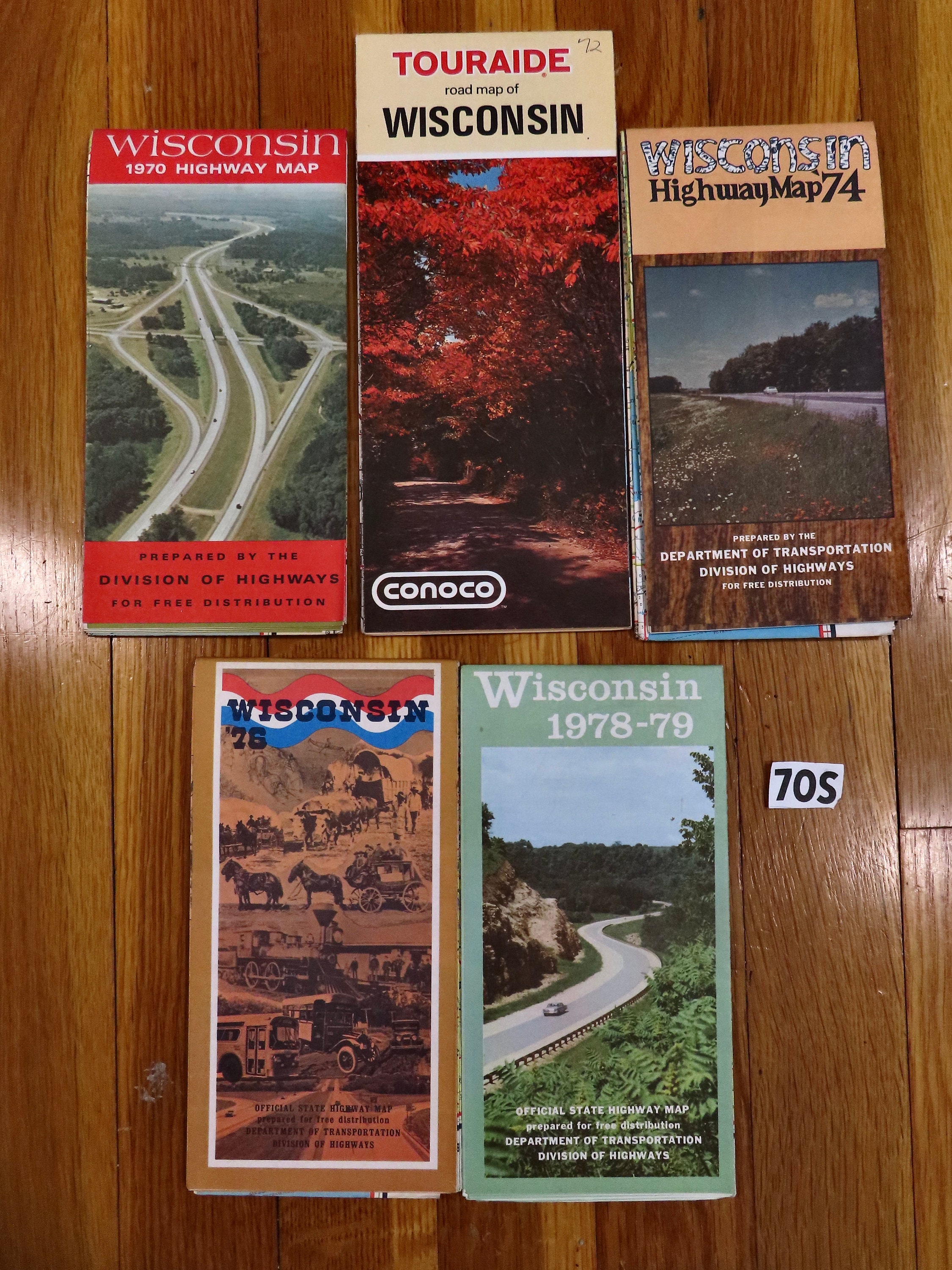 Wisconsin State Maps Vintage Altas USA Gas Oil Route Folded Road 1940s ...