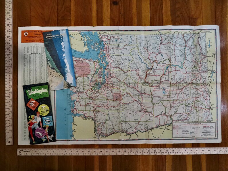 Washington State Maps Vintage Altas 50s 60s 70s Oil Gas USA Road ...