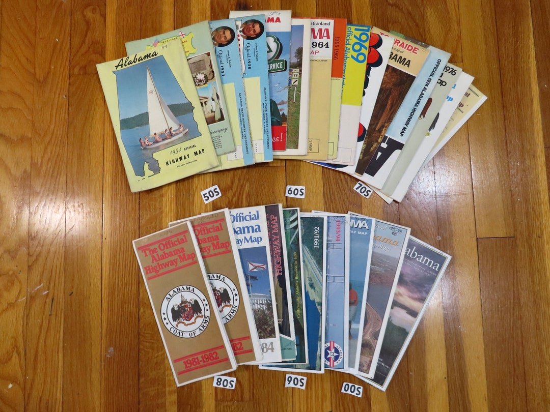 Alabama Highway Maps Vintage Altas Car Oil Gas 50s 60s 70s 80s 90s Road ...