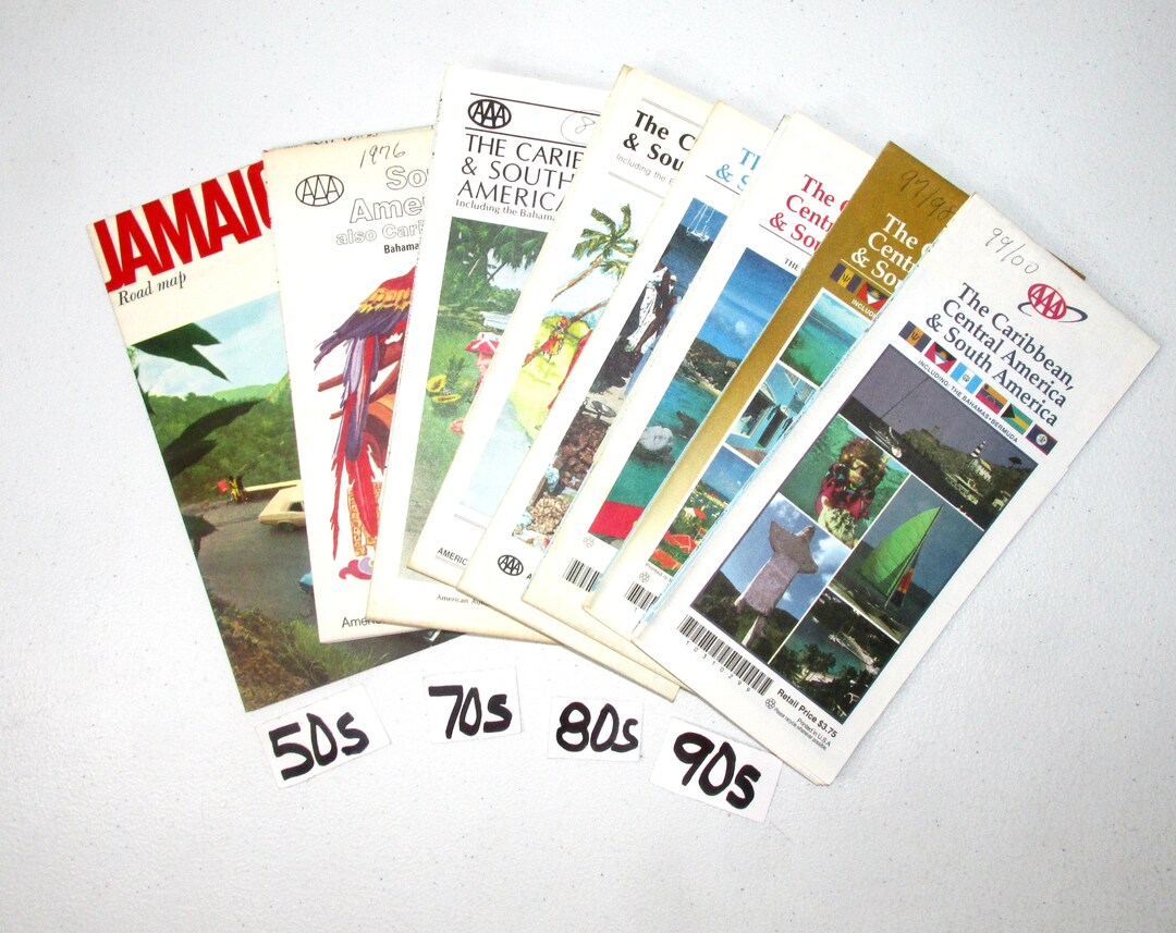 Caribbean Road Maps South America Oil Gas Touring Vintage Road 1950s ...