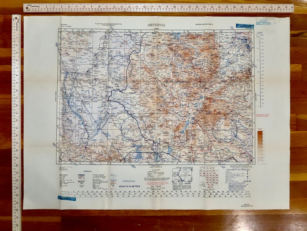 1940s Abyssinia AMS 2201 Africa Vintage Army Map Service U.S. Army Air ...