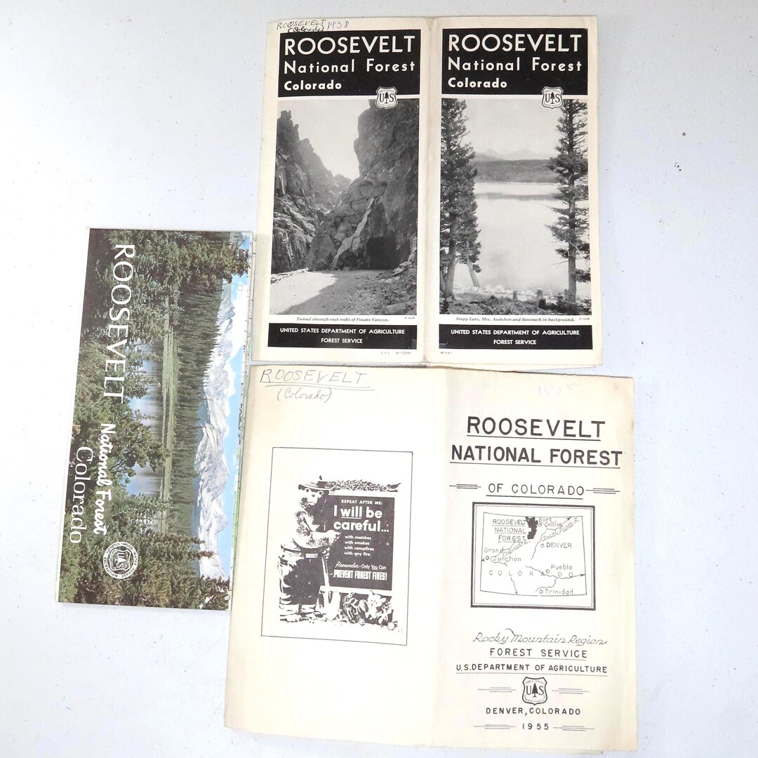 Colorado Roosevelt National Forest Map State Vintage Map 40s 50s Car ...