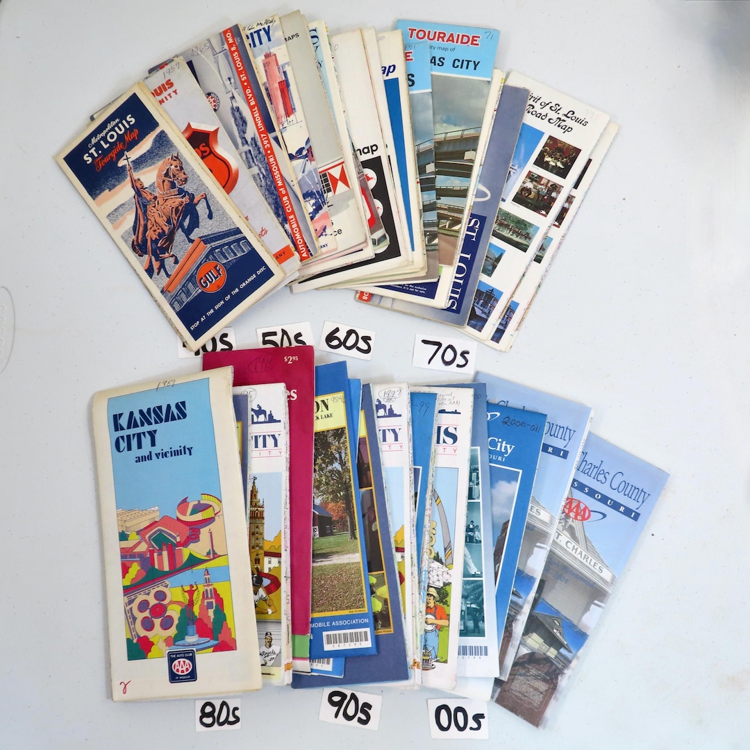 Missouri Cities Maps State Highway Atlas St Louis 50s 60s 80s 90s ...