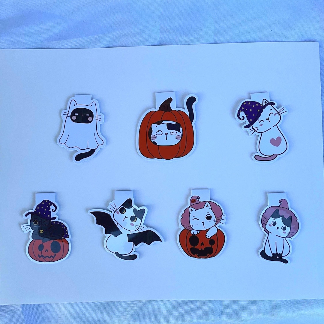 Halloween Cat Printable DIY SVG Png for Magnetic Bookmarks, Halloween ...
