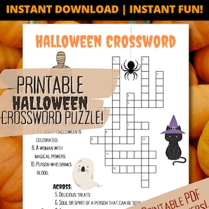 Halloween Printable - CROSSWORD PUZZLE (with Answer Key!) - Etsy