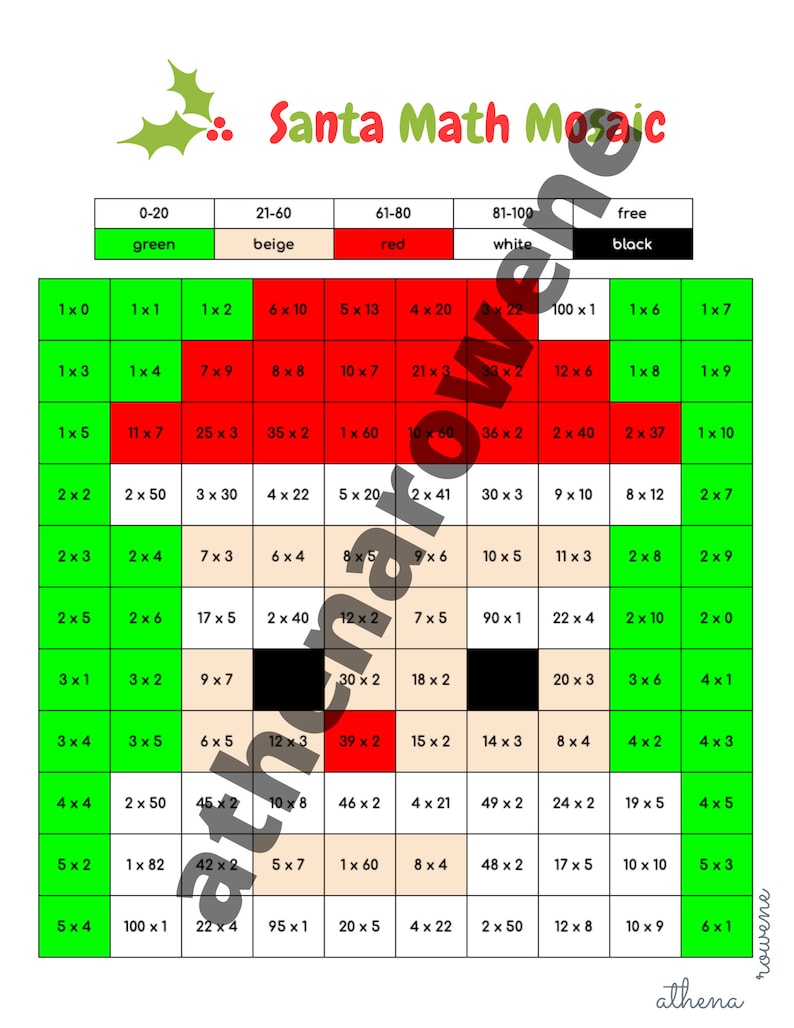 Math Mosaic (santa) LOW INK - Etsy