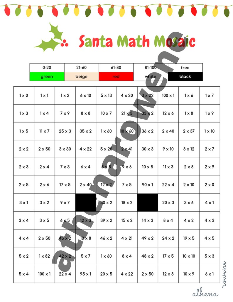 Math Mosaic (santa) LOW INK - Etsy