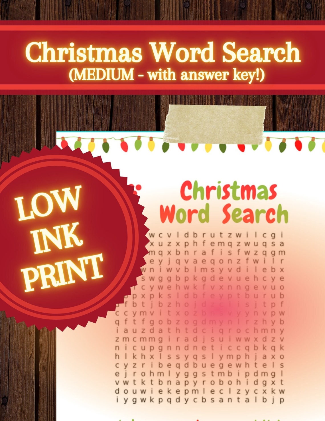 Christmas Word Search Printable (MEDIUM - With Answer Key!) LOW INK - Etsy