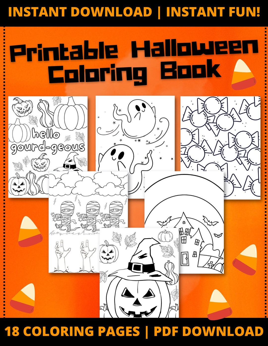 Printable Halloween Coloring Book - Digital Download - Etsy