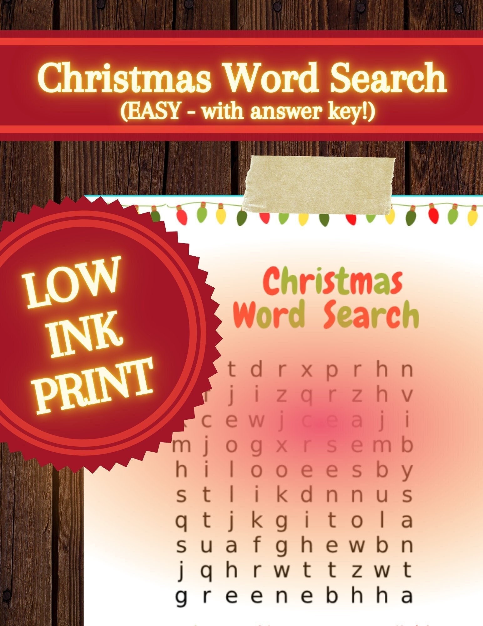 Christmas Word Search Printable (EASY - With Answer Key!) LOW INK ...