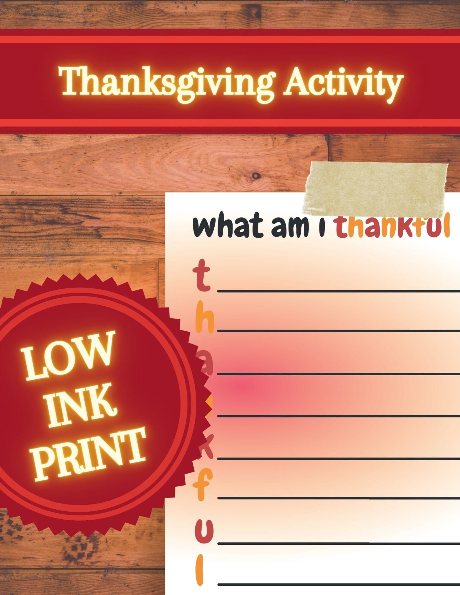 LOW INK Thanksgiving Activity Printable - Etsy