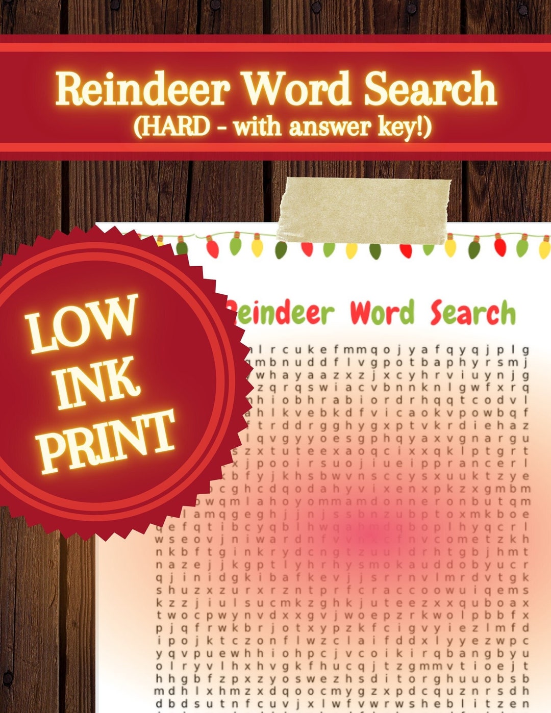 Christmas Word Search Printable (HARD - With Answer Key!) LOW INK - Etsy