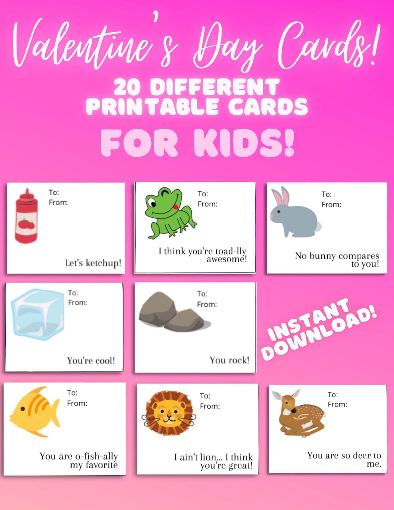 LOW INK Valentine's Day Card Printable (20 Different Printable Cards ...