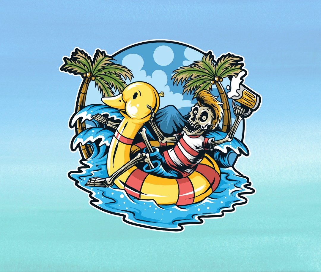 Rad Tech Sticker | Summertime Party Skeleton | Waterproof X-ray Tech ...