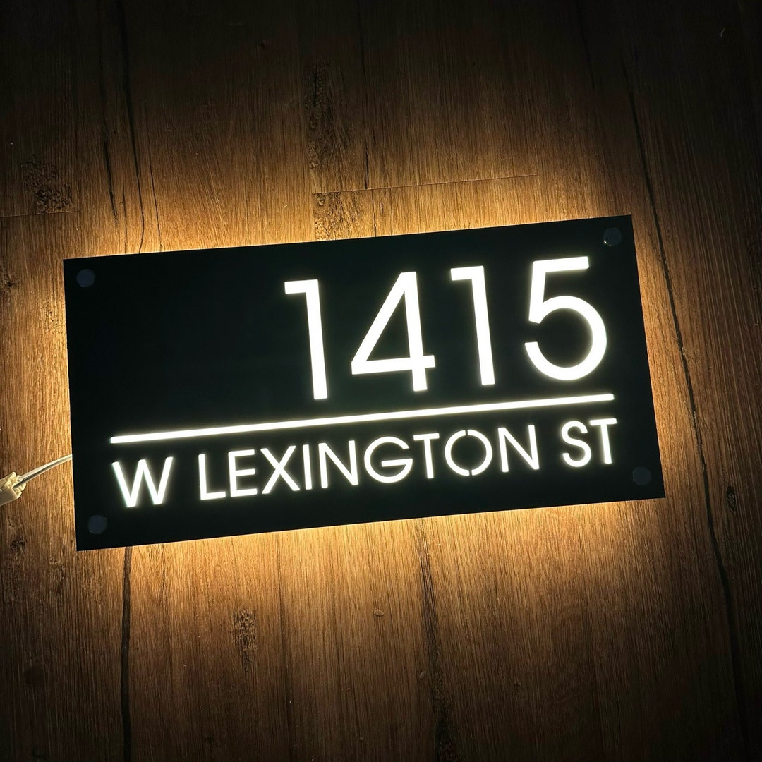 Illuminated House Sign Modern ,LED House Number, Vertical Address ...