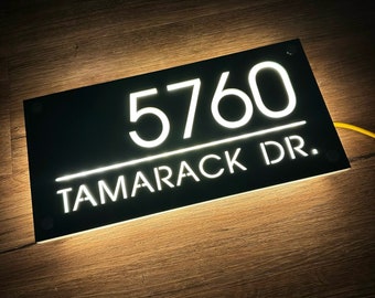 Illuminated House Sign Modern ,LED House Number, Vertical Address ...